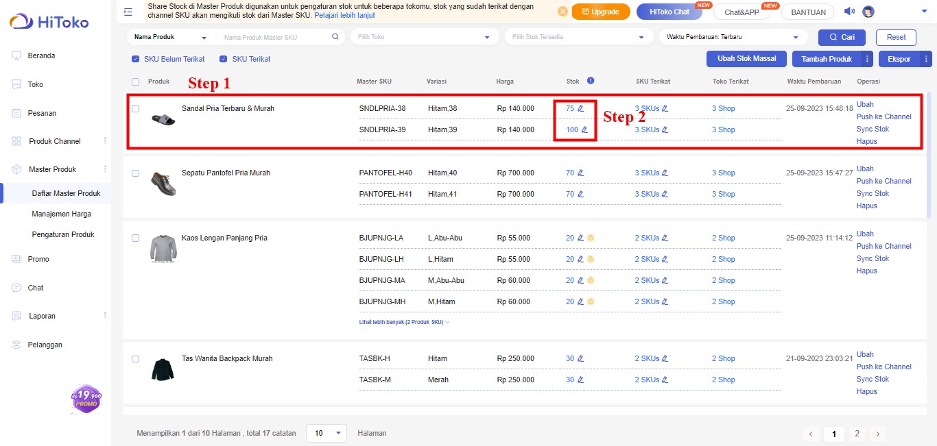 Cara Mengecek Riwayat Perubahan Stok di Master Produk dan Produk Channel